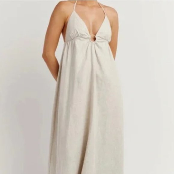 DISSH | Dresses | Dissh Ellen Natural Linen Halter Midi Dress | Poshmark